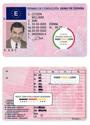 Spain driving license template in PSD format | fake tools