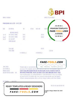 Philippines Bank of the Philippine Islands (BPI) bank statement ...