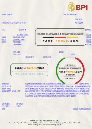 Philippines Bank of the Philippine Islands (BPI) bank statement ...