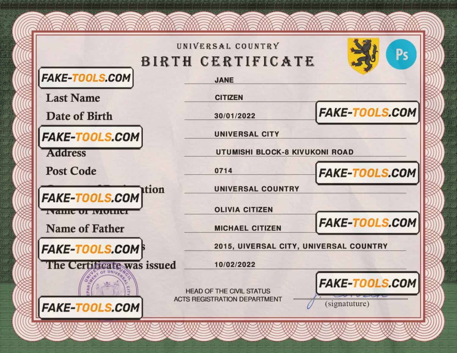 fake birth certificate template | fake tools
